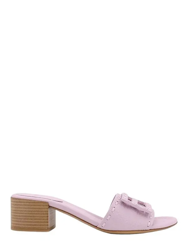 Fendi Leather Heeled Mules - Pink