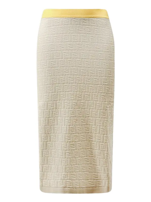 Fendi Jacquard Ff Midi Skirt - Beige