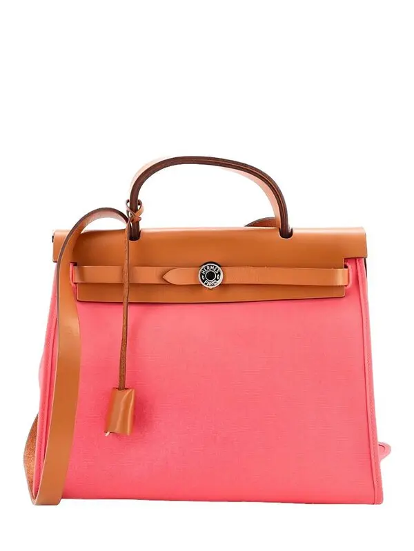 Hermès 31 Herbag Zip Leather And Toile - Pink