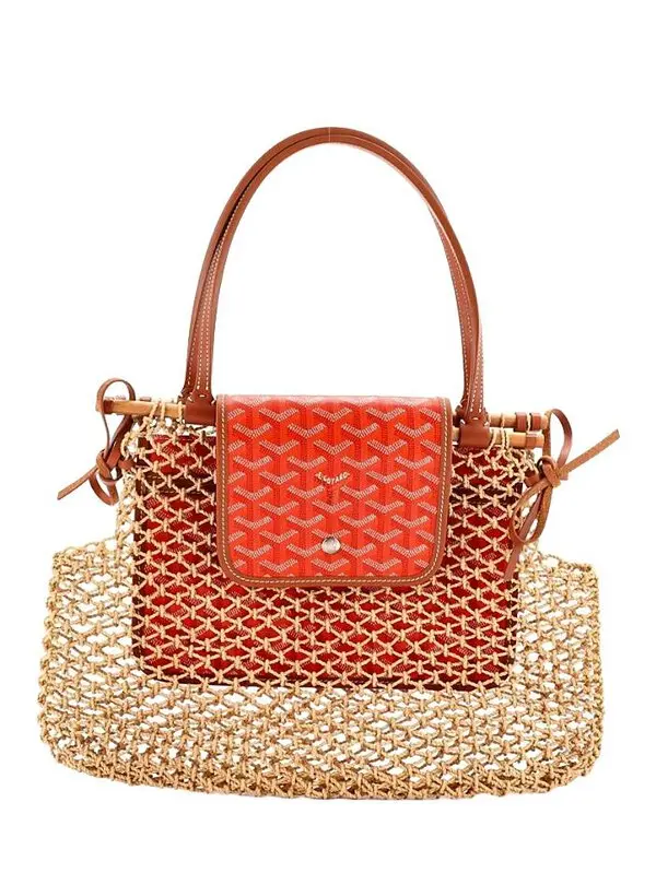 Goyard Aligre Bag Raffia Net With Coated Canvas - Orange/ Natural/ Orange