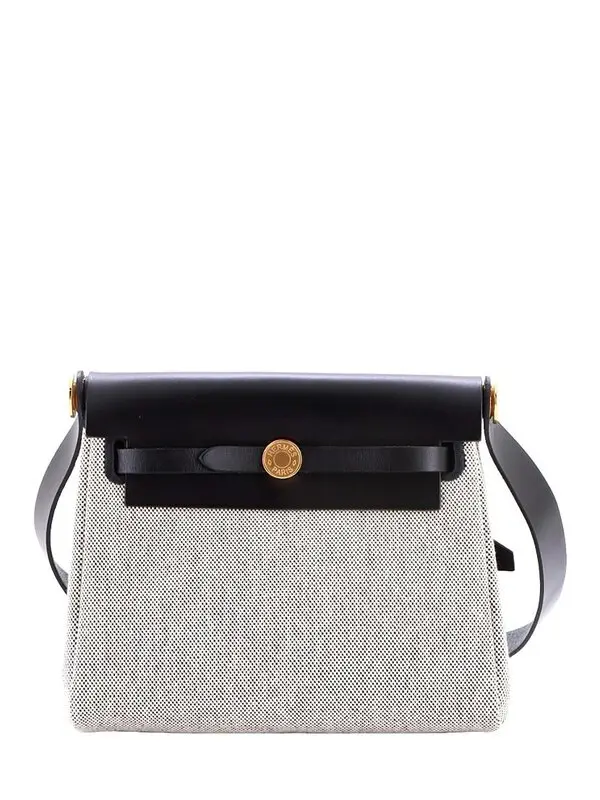 Hermès 20 Herbag Zip Toile And Leather - Black/ Black/ Grey