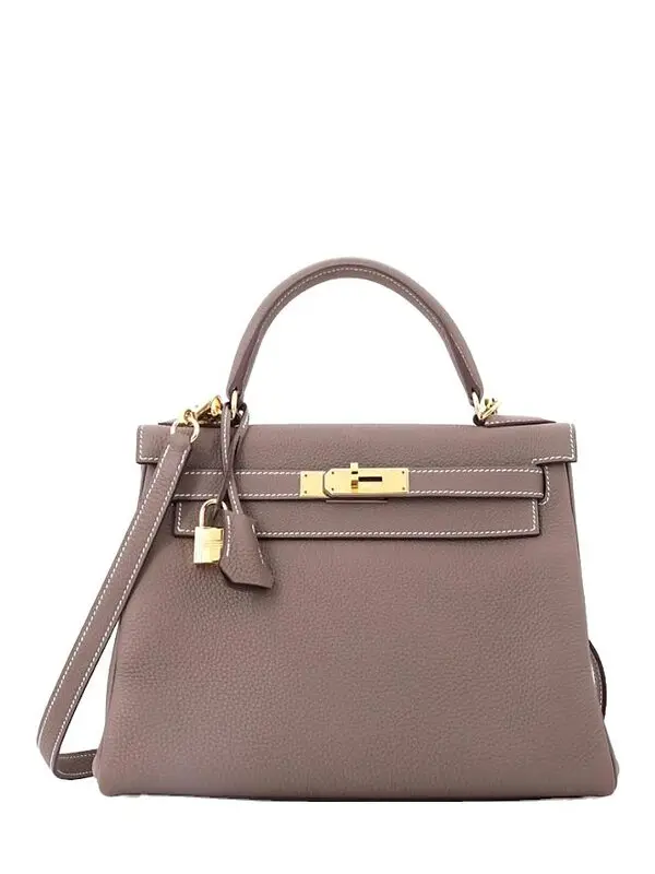 Hermès Kelly 28 Handbag Grey Togo With Gold Hardware - Etoupe