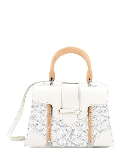 Goyard Structured Saigon Top Handle Bag Coated Canvas With Leather - White