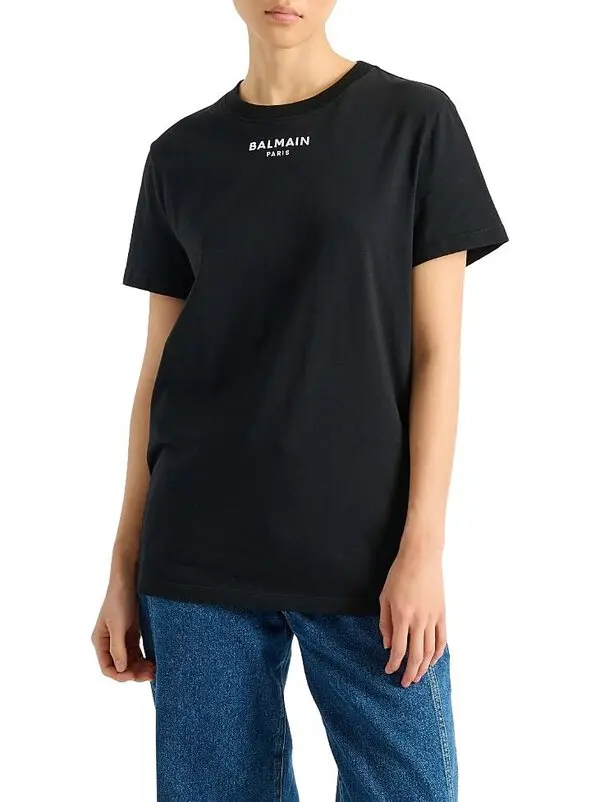 Balmain Paris Embroidered Cotton T-shirt - Black