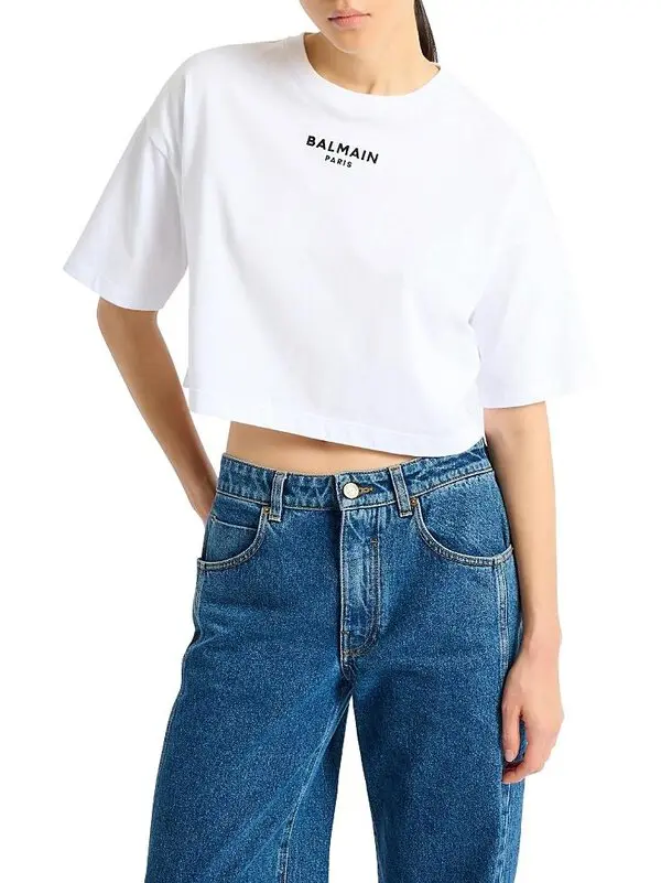 Balmain Paris Embroidered Cotton T-shirt - White