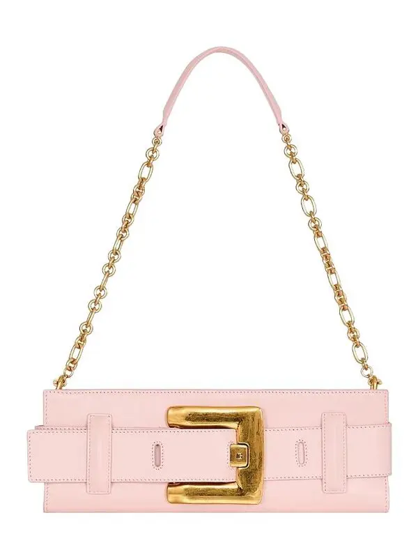 Balmain Anthem Smooth Leather Clutch With Gold Tone Hardware - Pink