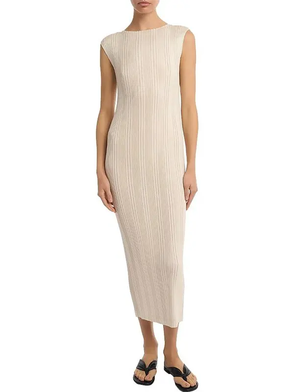 Issey Miyake Ribbed Midi Dress - Ivory
