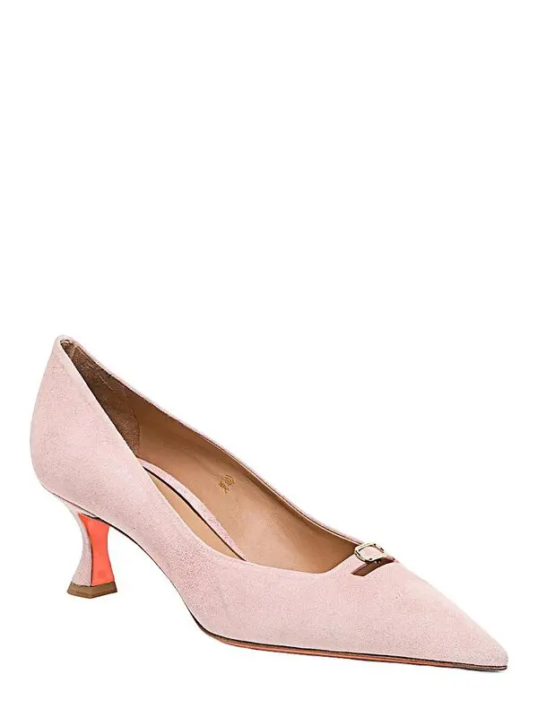 Santoni Suede Mid-heel Slingback Pumps - Light/pastel Pink