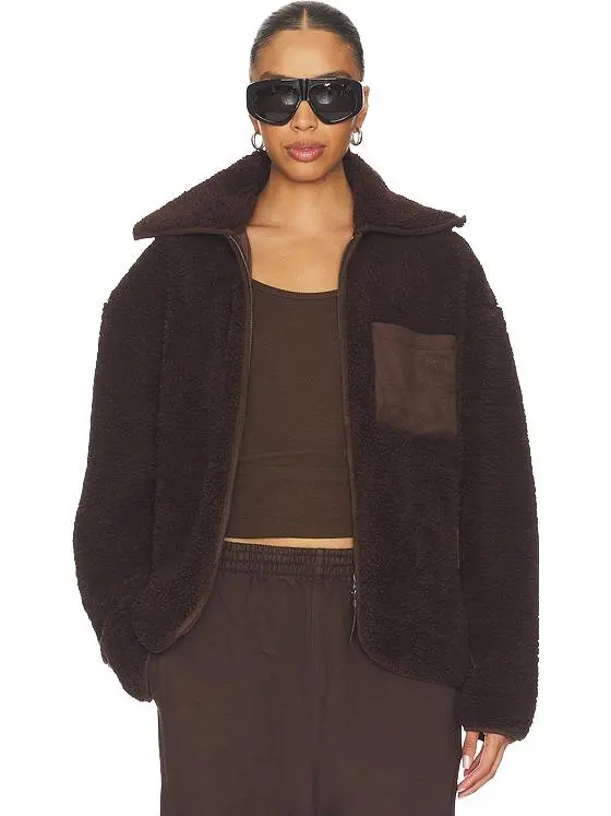 4TH & RECKLESS Zara Zip Up Fleece Jacket - Chocolate