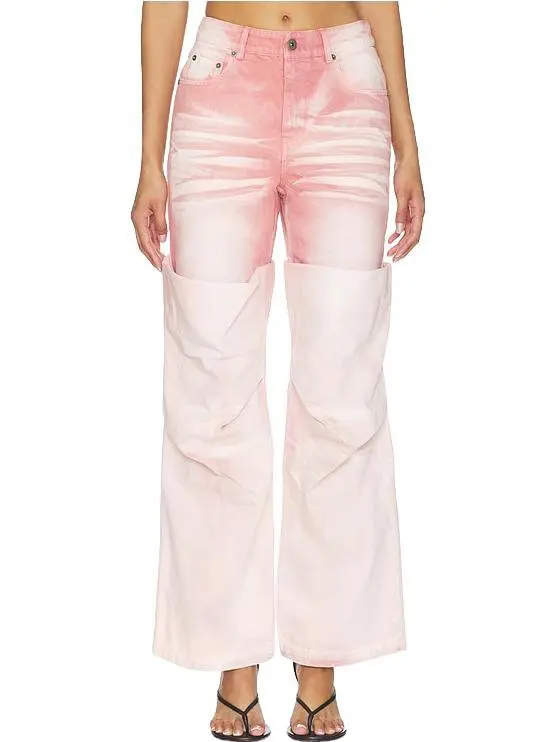 MARRKNULL Roll-cuff Slim Fit Jean - Pink