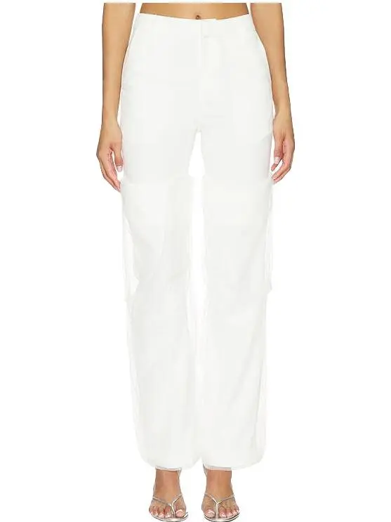 MARRKNULL Mesh Panel Long Pant - White