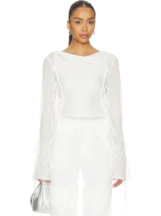 MARRKNULL Patchwork Chiffon Top - White