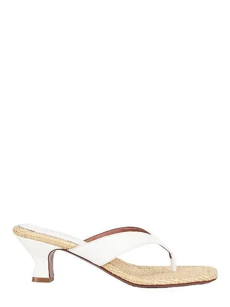 Paris Texas White Raffia Mule Sandals - Optic White & Naturale