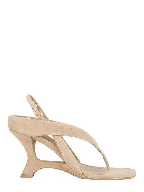 Simkhai Suede Wedge Thong Sandal With Ankle Buckle - Desert