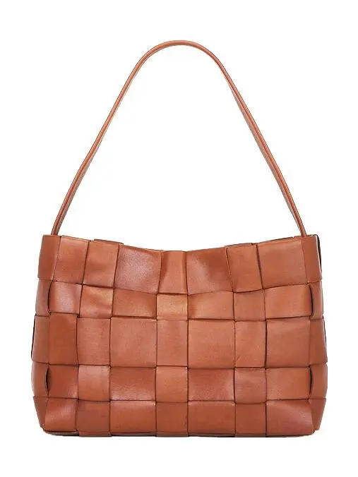 ST. AGNI Woven Leather Mini Tote - Chestnut