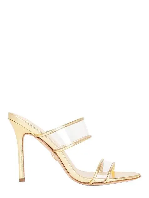 Veronica Beard Asha 95 Piping Sandal Metallic Gold - Clear & Pale Gold