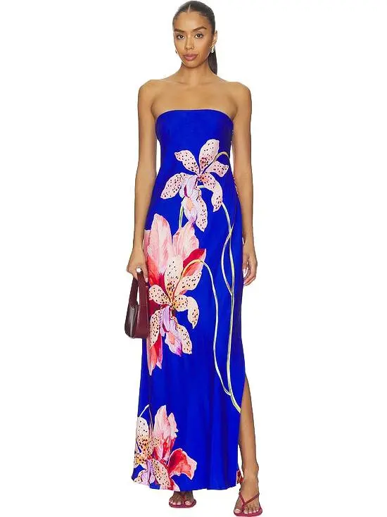 MILLY Floral Maxi Dress - Blue Multi