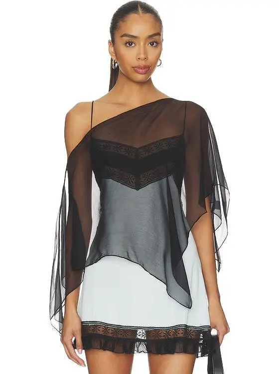 BUCI Honeycrisp Chiffon Poncho - Black