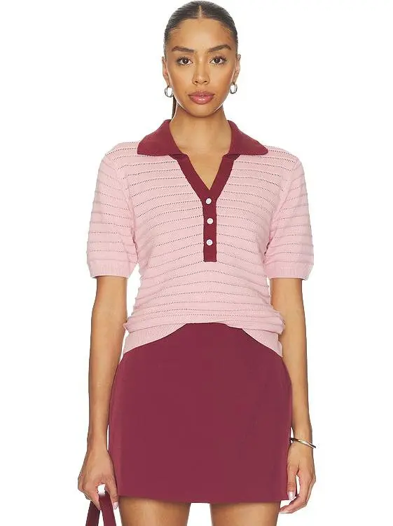 Varley Wren Knit Polo Top - Zephyr Mauve