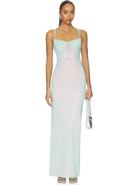 AREA Crystal Embellished Gown - Mint