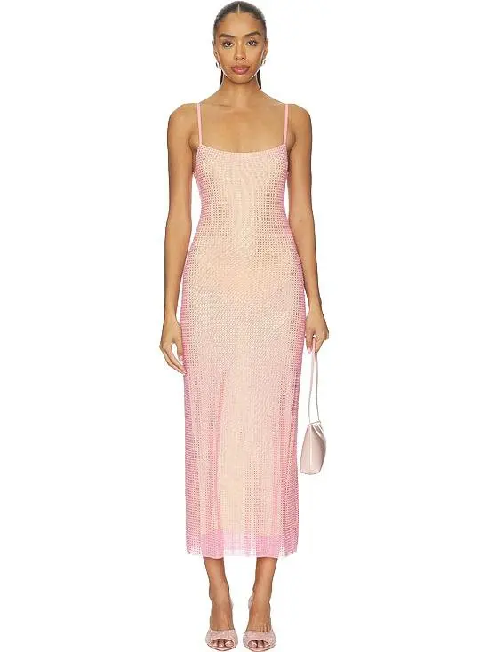 AREA Crystal Hotfix Cami Dress - Bubblegum