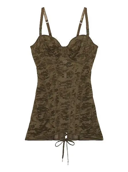 DIESEL® X Savage Camo Lace Corset Slip - Green Camo