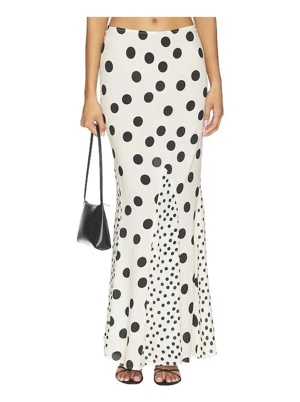 Tularosa Ekin Maxi Skirt In Polka Dot - Black & White Dot Mix
