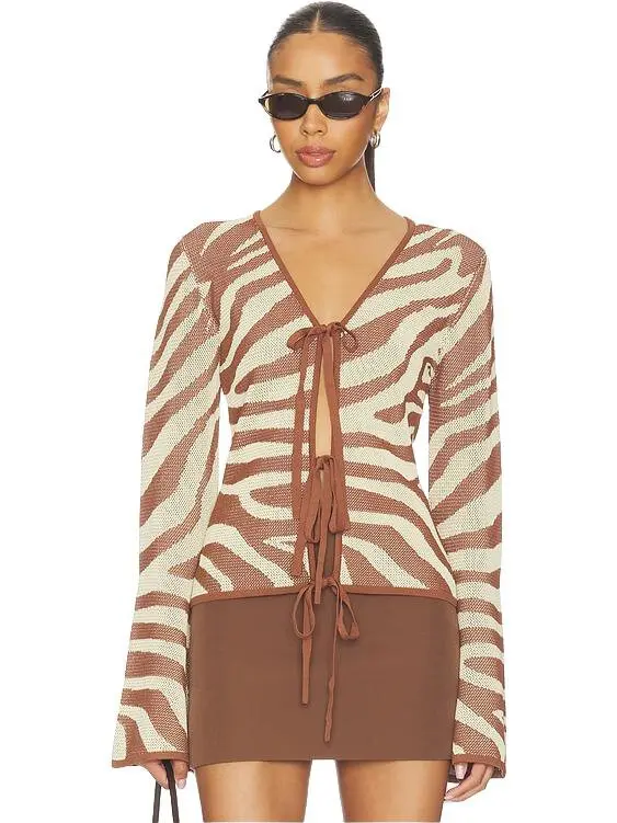THE WOLF GANG Sutton Knit Blouse - Chocolate Zebra