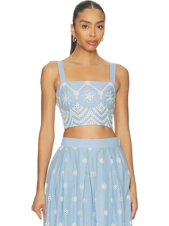 Misa Lois Embroidered Eyelet Top - Periwinkle Scallop