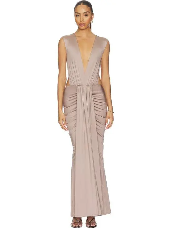 Superdown Brisa Maxi Dress With Cut-out Detail - Mocha