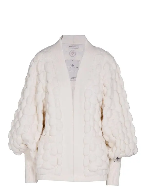 THE EXTREME COLLECTION Ivory Merino Wool And Alpaca Puff Sleeve Cardigan - White