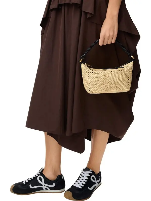 Loewe Cala Mini Bag In Raffia And Leather - Natural/black
