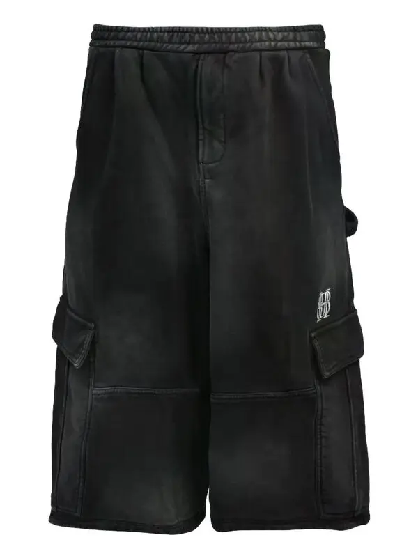 BREATH Faded Effect Cargo Shorts - Black