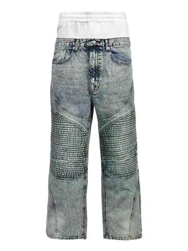 BREATH Acid Wash Panelled Jeans - Blue