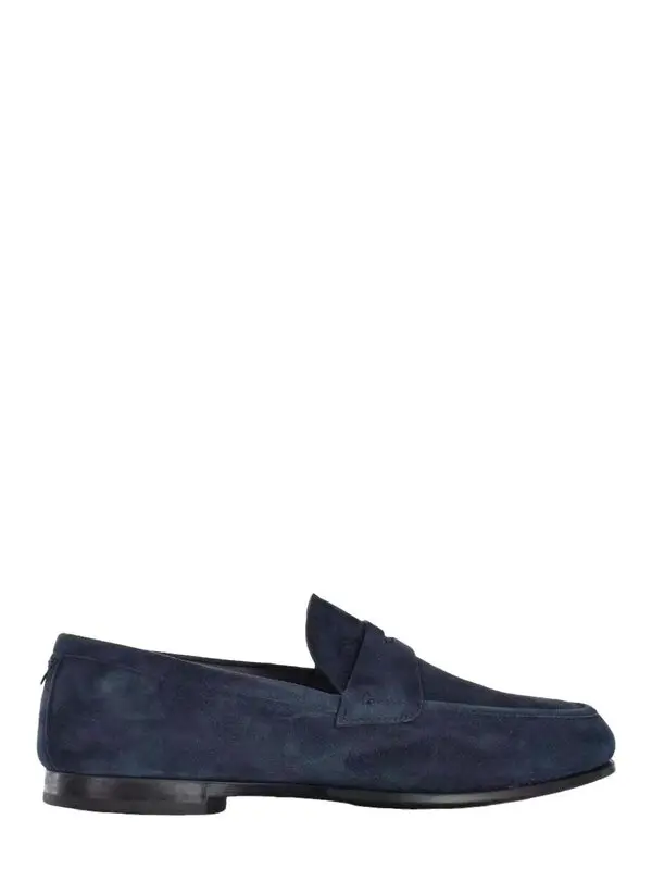 FABI Navy Suede Penny Slot Loafers - Blue