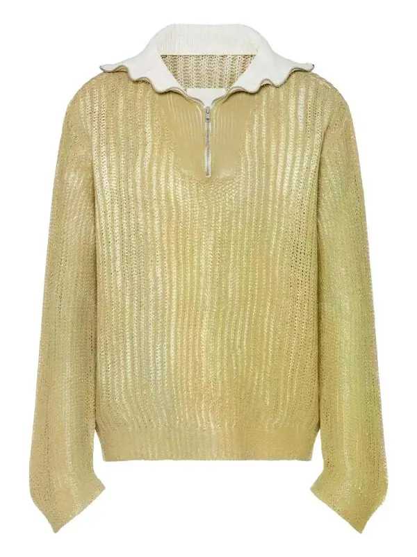 MAISON MARGIELA Ribbed Knit Half-zip Sweatshirt - Neutrals