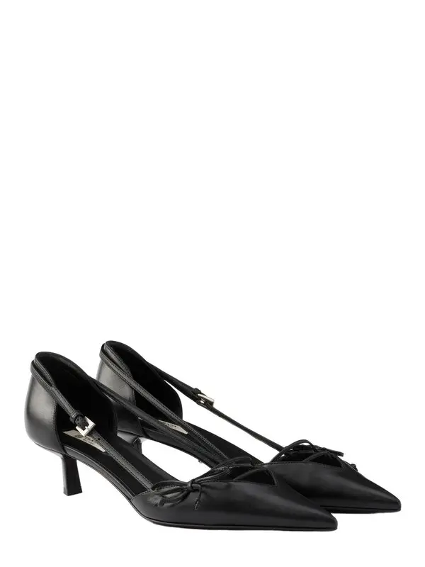 Prada Open-side Leather Pumps With Buckle Detail - Black