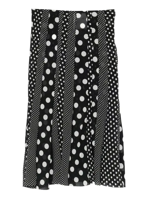 Junya Watanabe Polka-dot Pleated Midi Skirt - Black