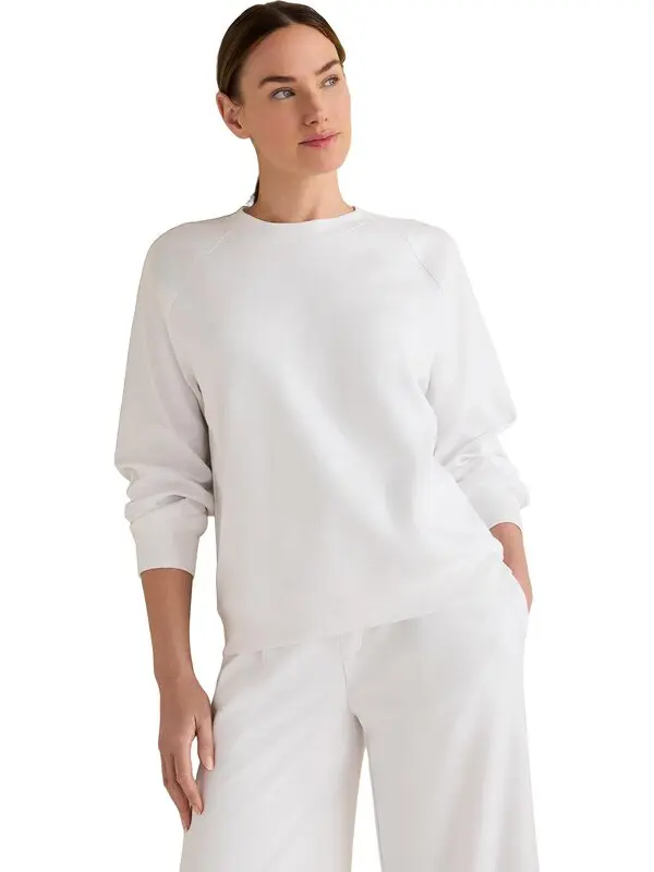 HAVEN WELL WITHIN Organic Cotton Interlock Crewneck Sweatshirt - White
