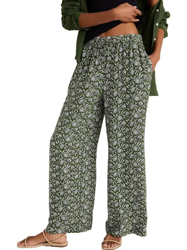 HAVEN WELL WITHIN Wide Leg Botanical Print Pants - Lush Palm Multicolor
