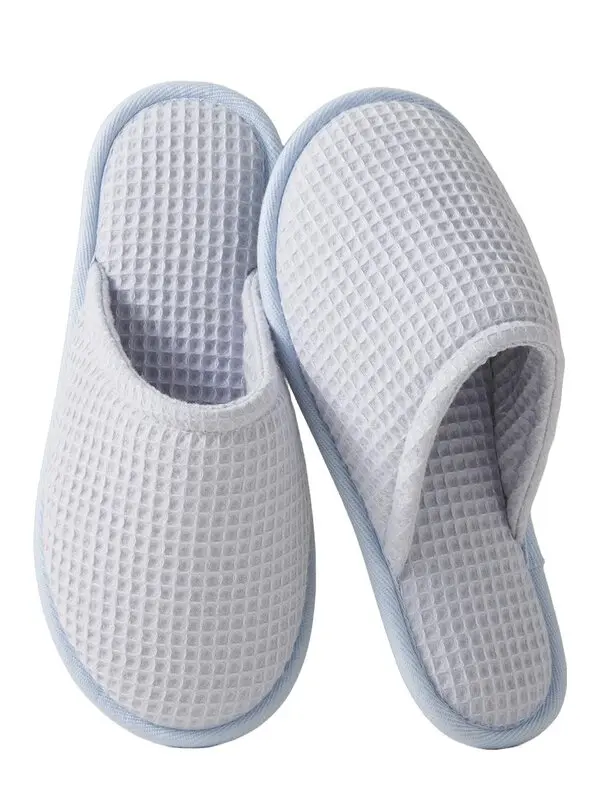 HAVEN WELL WITHIN Organic Cotton Terry Waffle Slippers - Serenity Blue