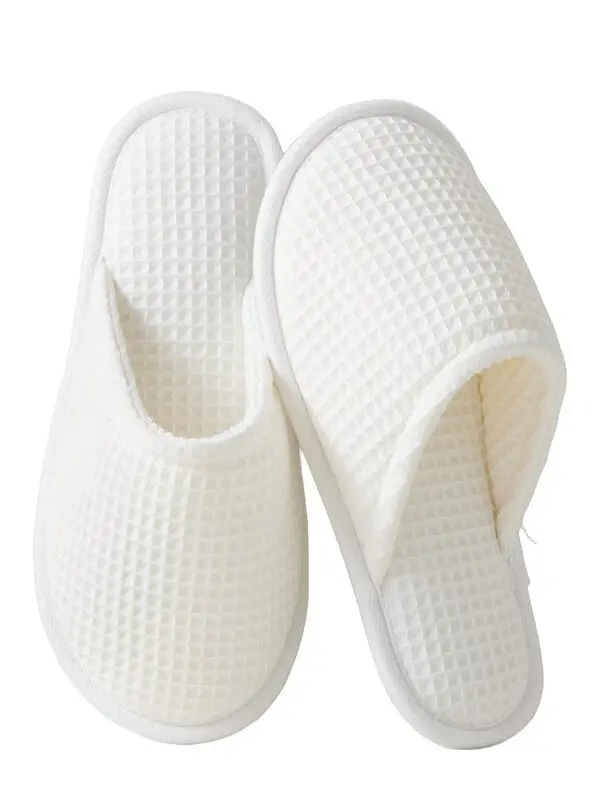 HAVEN WELL WITHIN Organic Cotton Terry Waffle Slippers - White