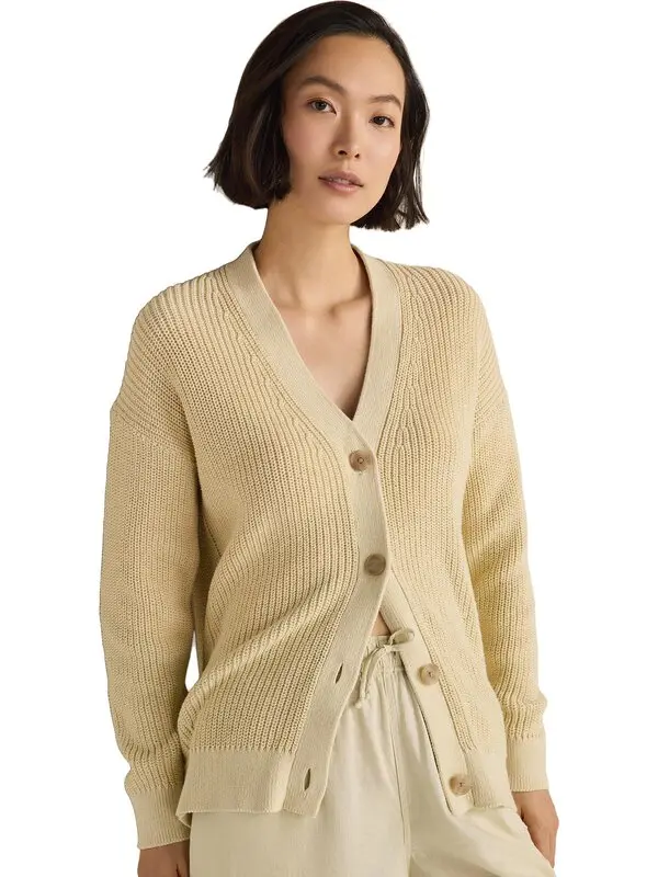 HAVEN WELL WITHIN Organic Cotton Shaker Stitch Cardigan - Celery Leaf