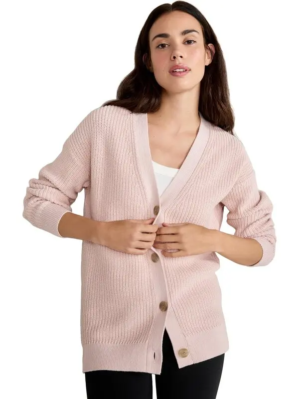 HAVEN WELL WITHIN Organic Cotton Shaker Stitch Cardigan - Sepia Rose