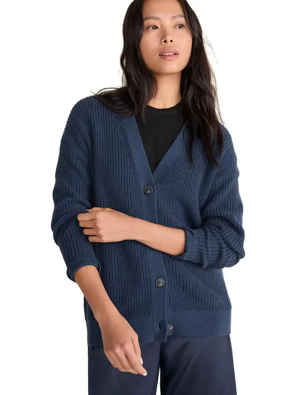 HAVEN WELL WITHIN Organic Cotton Shaker Stitch Cardigan - Twilight