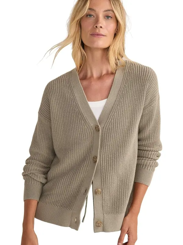 HAVEN WELL WITHIN Organic Cotton Shaker Stitch Cardigan - Vetiver