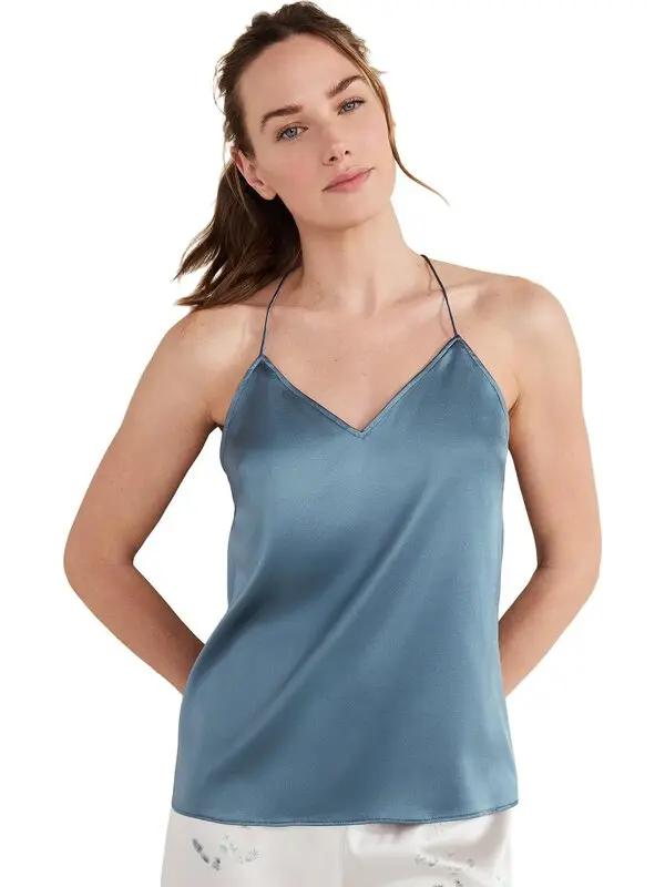 HAVEN WELL WITHIN Washable Silk Camisole With Criss-cross Back - Sea