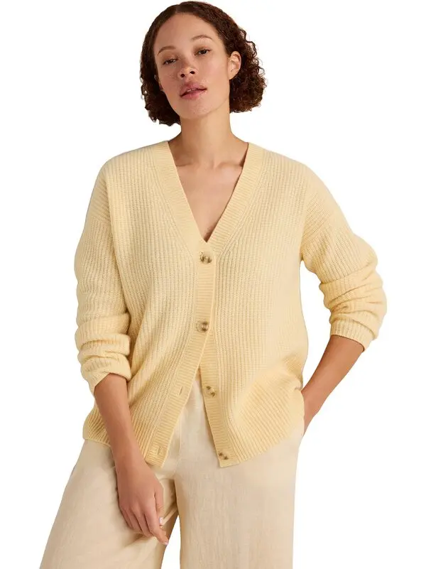 HAVEN WELL WITHIN Cashmere Shaker Stitch Cardigan - Buttercup,cornstalk