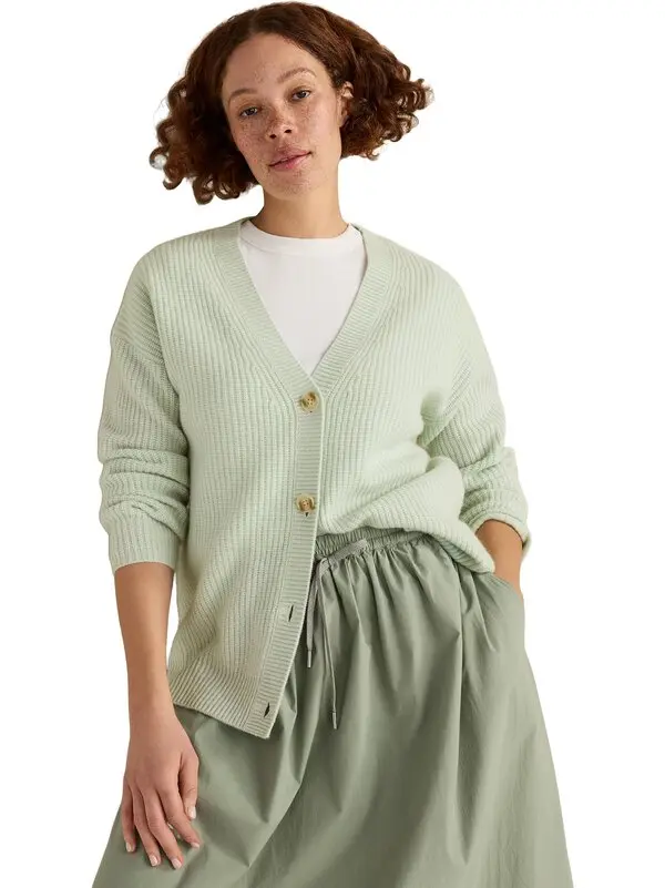 HAVEN WELL WITHIN Cashmere Shaker Stitch Cardigan - Deep Trellis