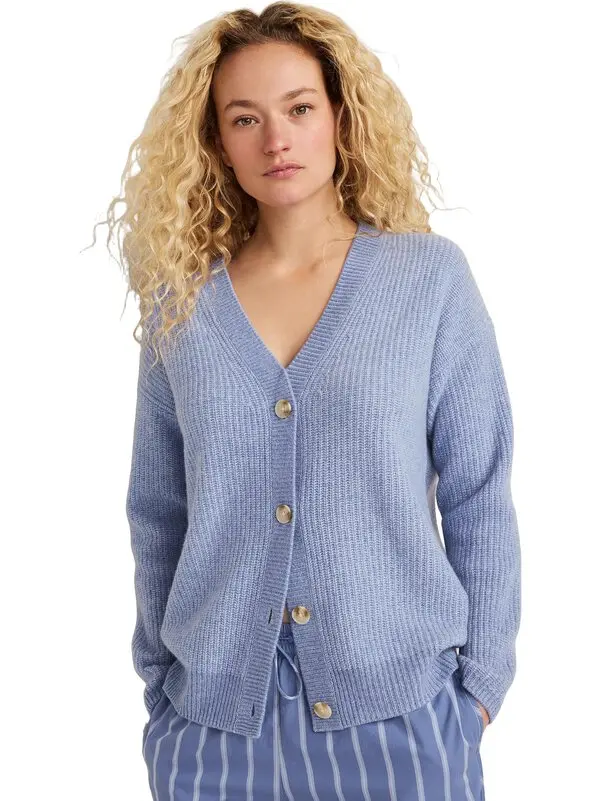 HAVEN WELL WITHIN Cashmere Shaker Stitch Cardigan - Lake Hthr,wave Hthr